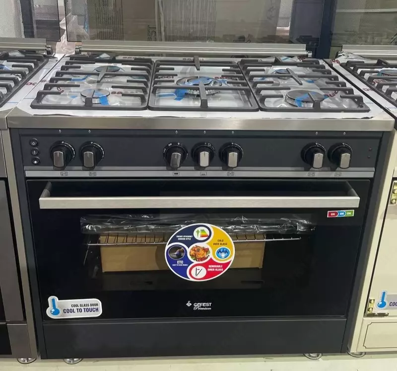 Gaz plitasi Gefest Oge 9050 konvektsiya (qora matli qora po'lat bej)
